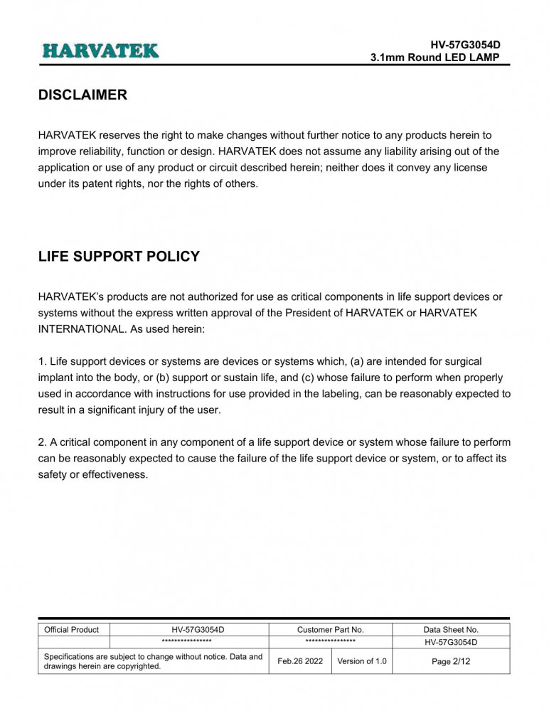 HV-57G3054D datasheet page 2