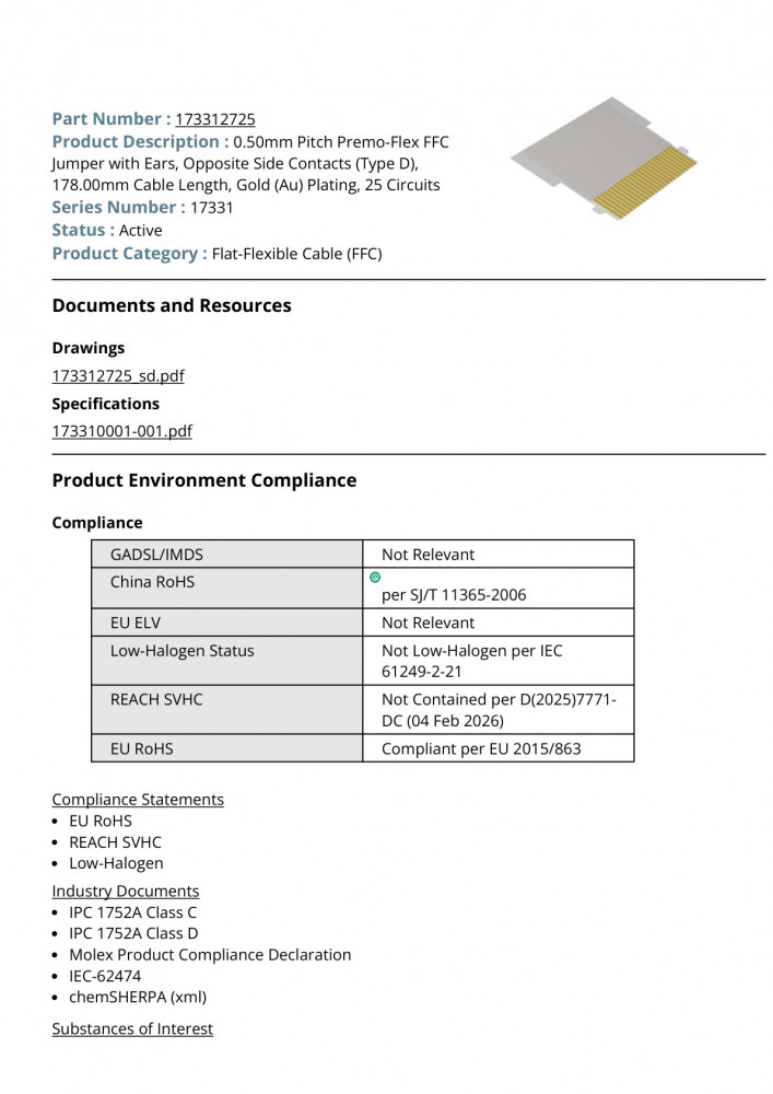 Molex 173312725 product document image 1