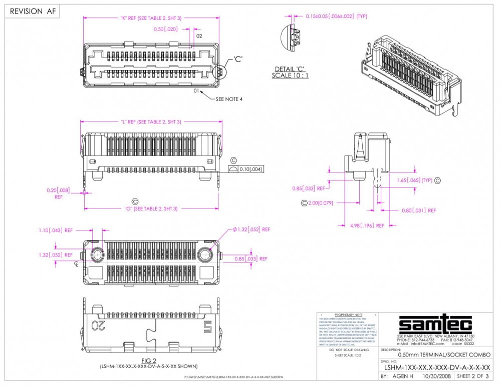Samtec LSHM drawing page 2