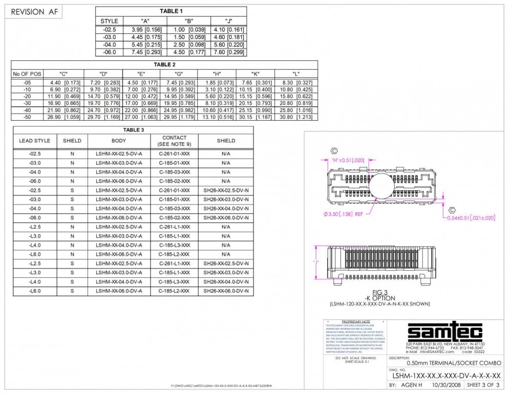 Samtec LSHM drawing page 3