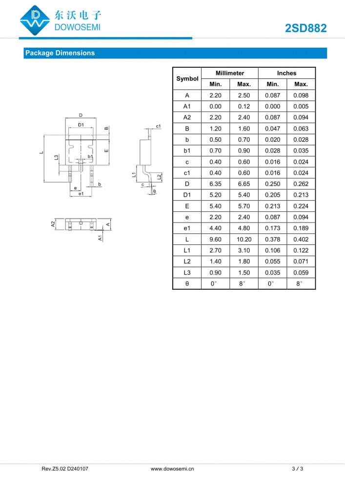 2SD882 TO-252 datasheet page 3
