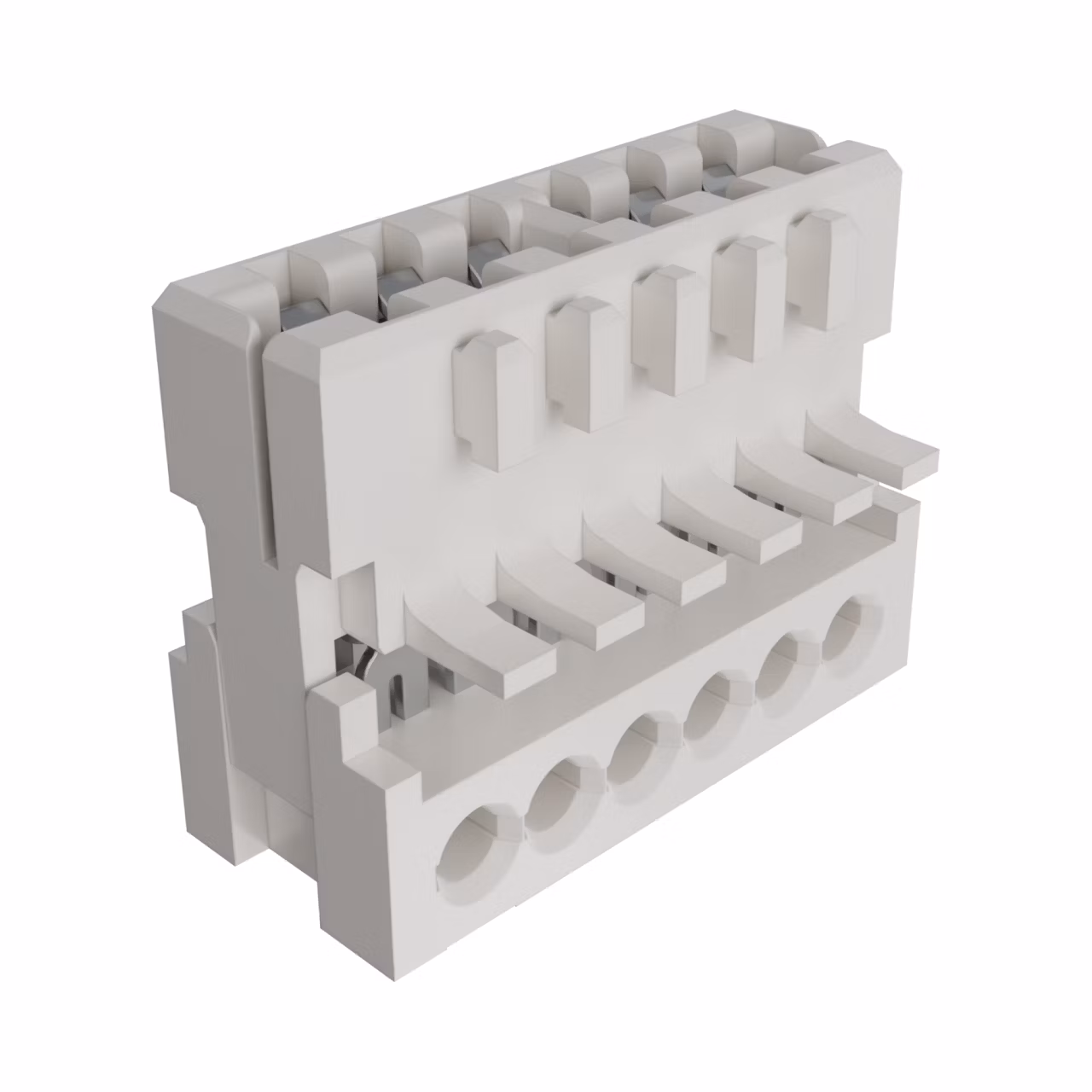 Appli-Mate RAST 2.5 IDT Connector, 2.50mm Pitch, Direct/Indirect, Female, Beaded Terminal, 6 Circuits, Position Keys A and G Removed, Slotted Endwalls, Polarizing Rib Between 3/4 for sale