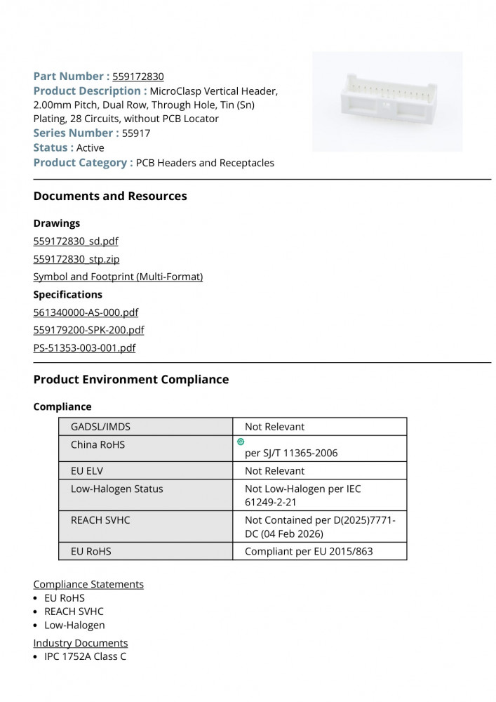 MOLEX 559172830 technical document image 1