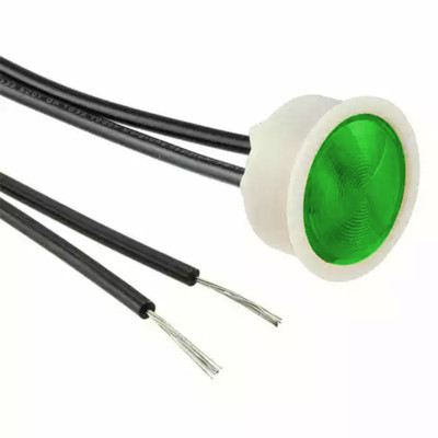 Neon Panel Mount Indicator Green .810″ Semi Dome 125V Wire Leads for sale