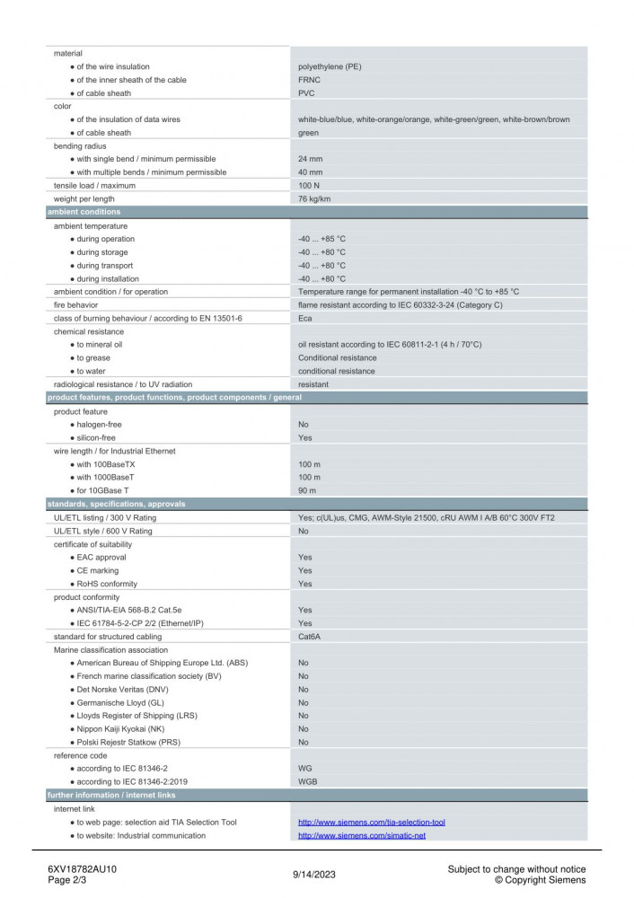 6XV18782AU10 datasheet page 2