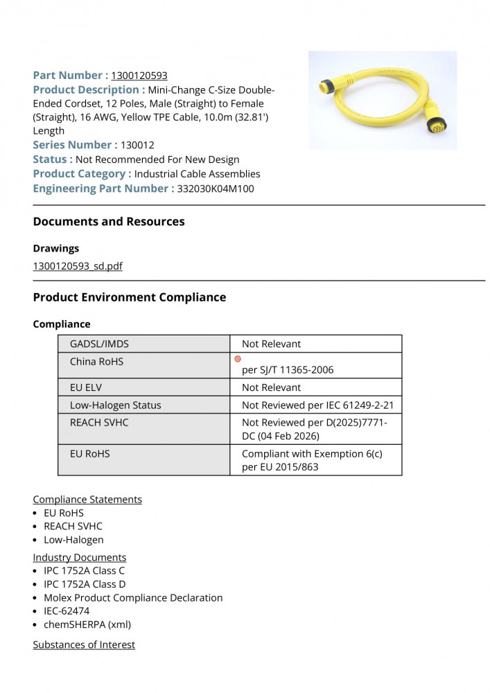 MOLEX 1300120593 drawing, page 1