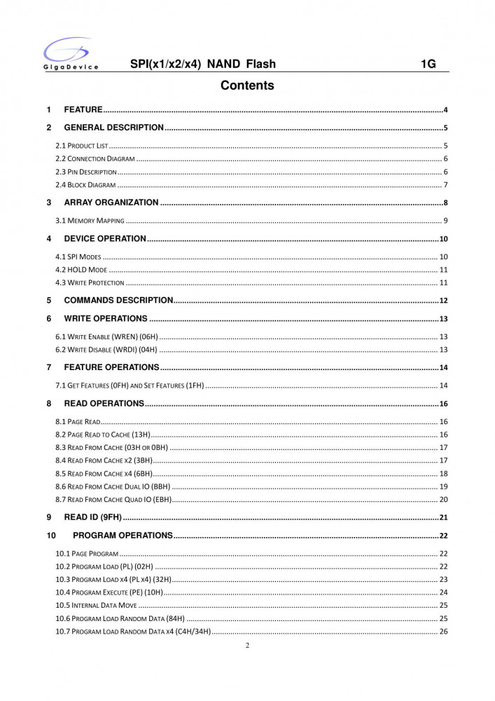 GD5F1GQ4UBYIGR datasheet page 2