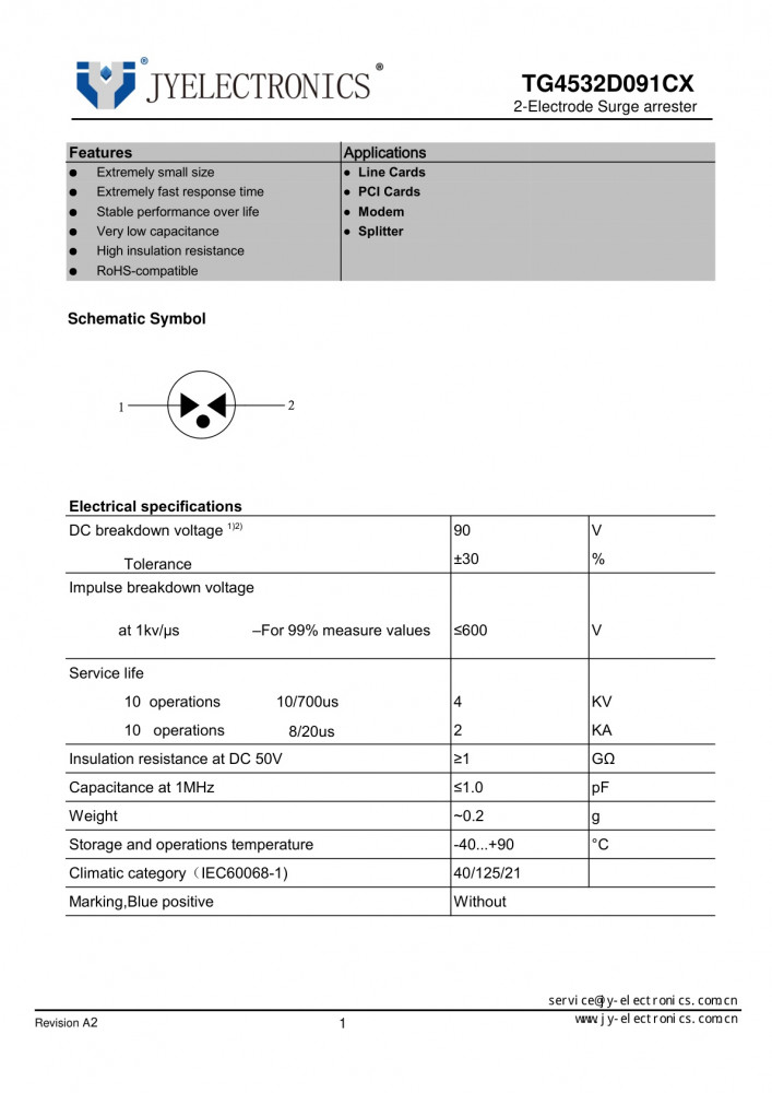 TG4532D091CX technical document page 1