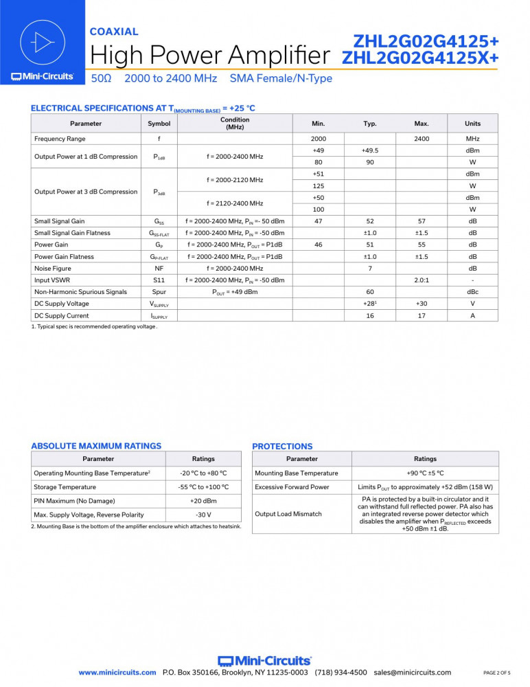 ZHL2G02G4125+ datasheet page 2
