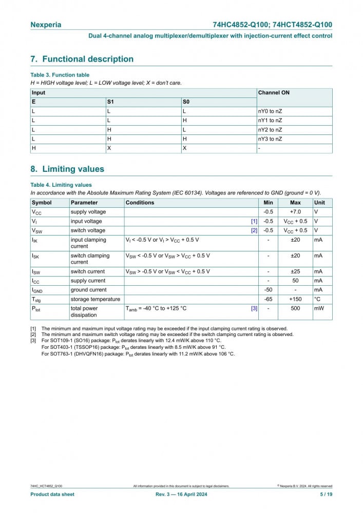 74HC4852PW-Q100 datasheet page 5