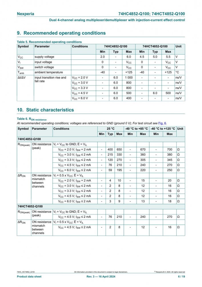 74HC4852PW-Q100 datasheet page 6