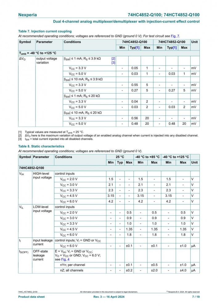 74HC4852PW-Q100 datasheet page 7