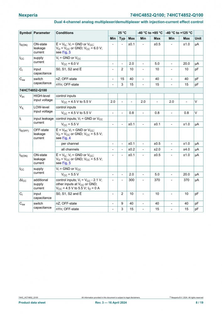 74HC4852PW-Q100 datasheet page 8