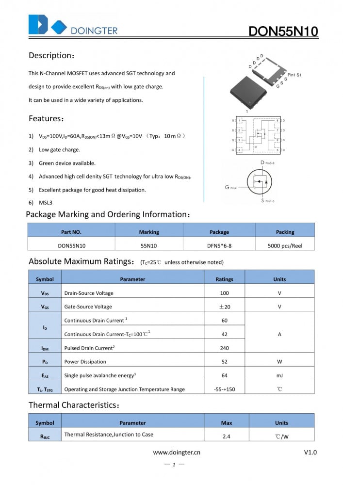 DON55N10 datasheet page 1