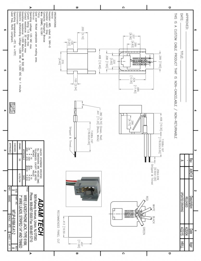 ADAM TECH MTJP-616M-X-A1-2 product document preview