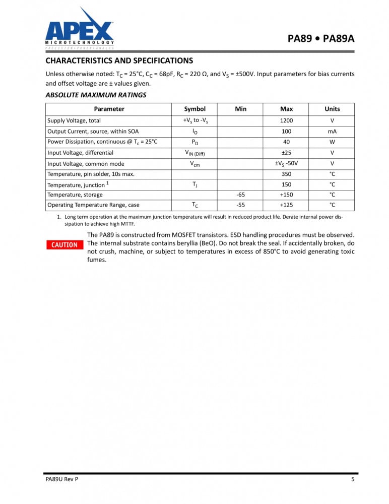 PA89 datasheet page 5