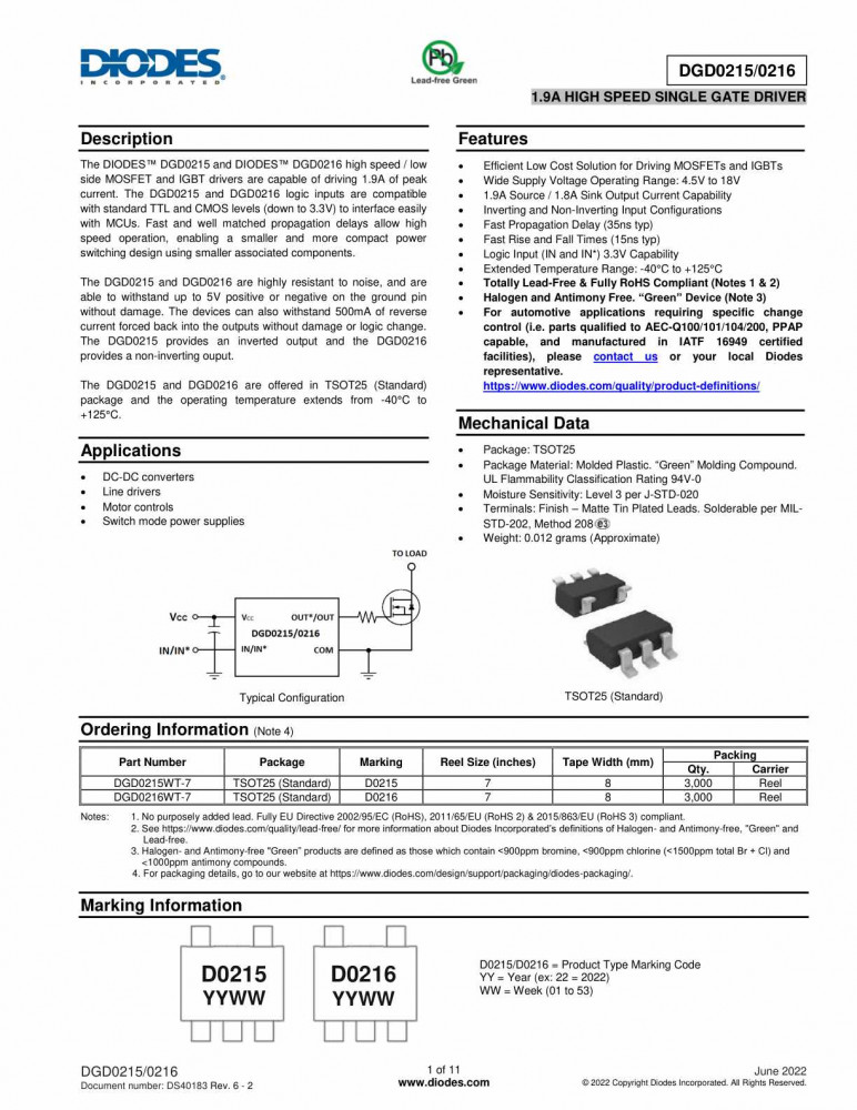 DGD0215WT-7 datasheet page 1