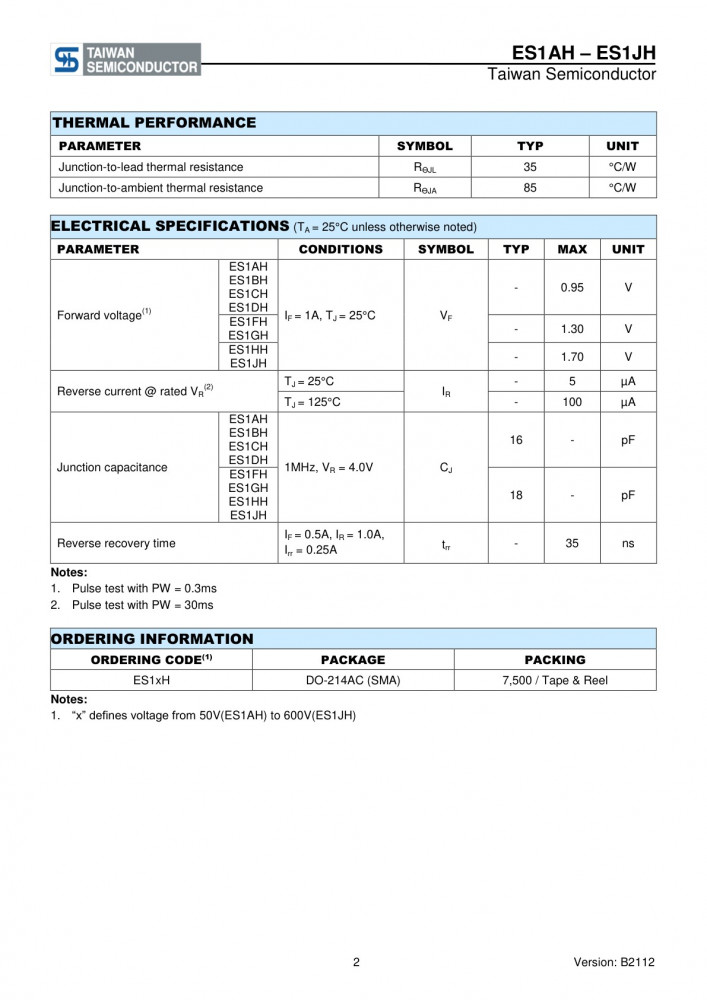 ES1CH technical document page 2