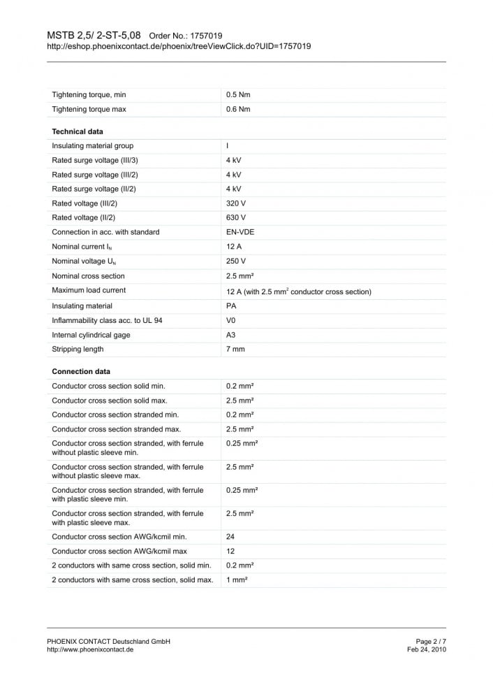 Phoenix Contact 1757019 technical document page 2
