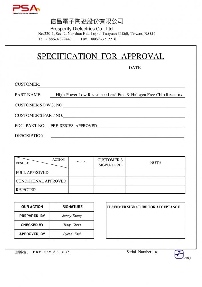 PSA FBF datasheet page 1