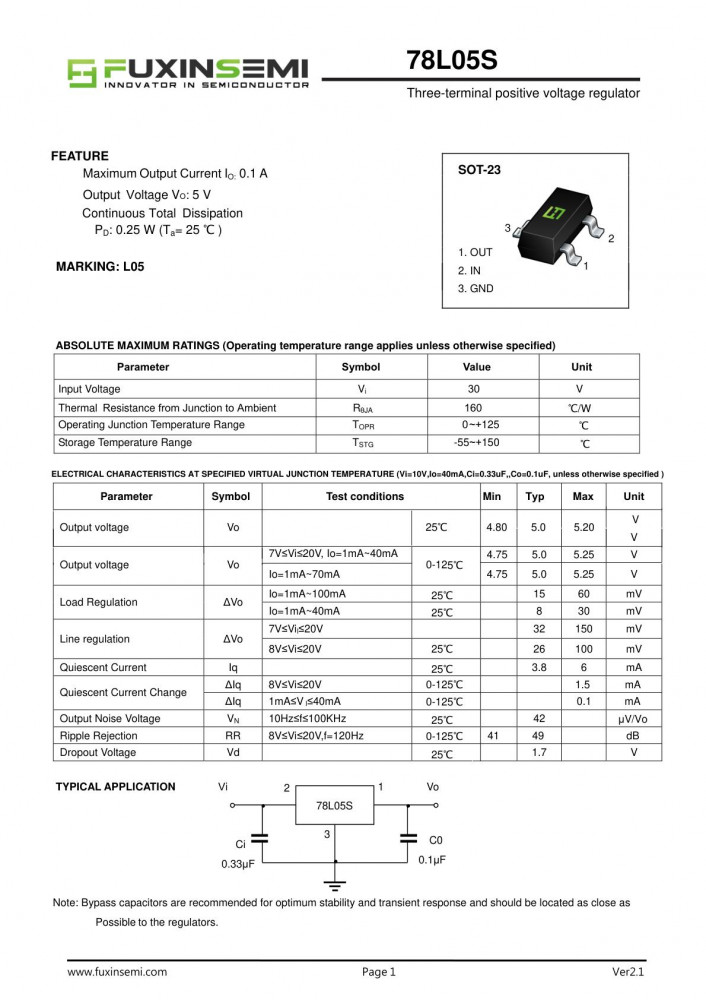 78L05S datasheet page 1
