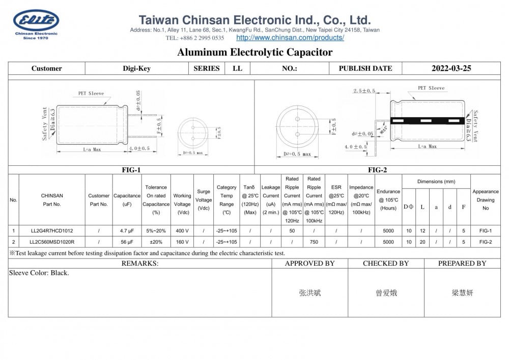 Chinsan LL series datasheet page 2