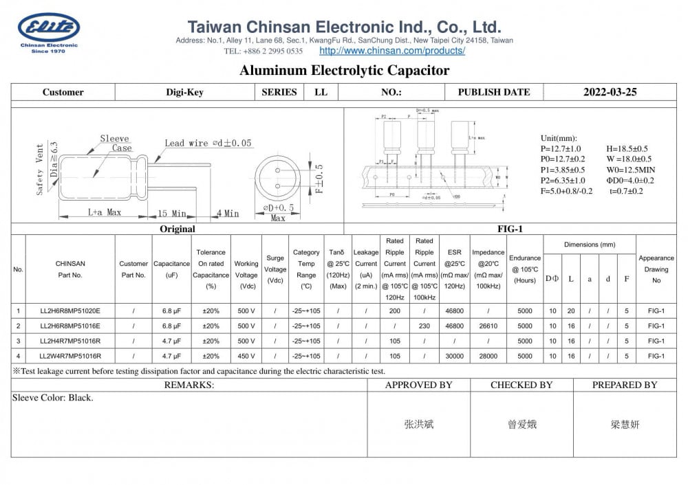 Chinsan LL series datasheet page 4