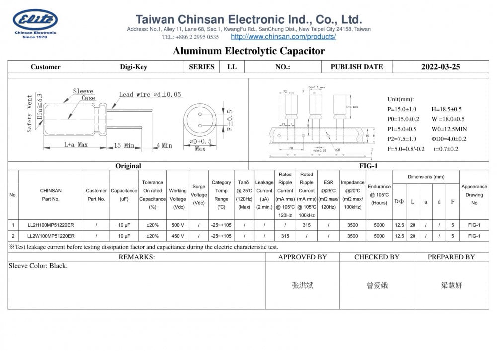 Chinsan LL series datasheet page 5