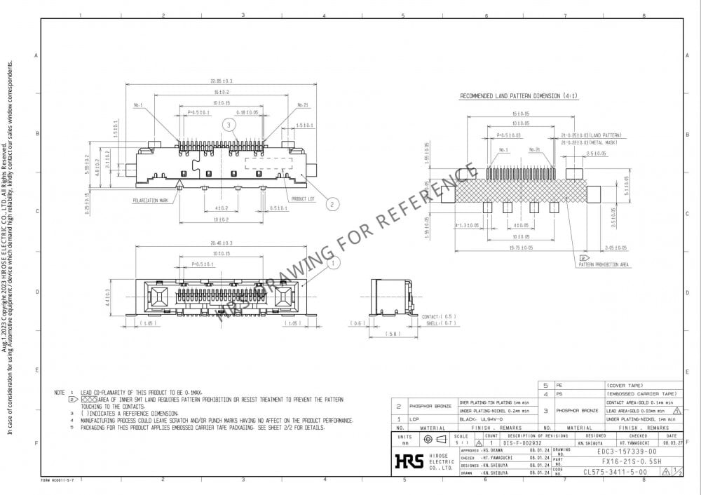 HRS FX16-21S-0.5SH drawing sheet 1