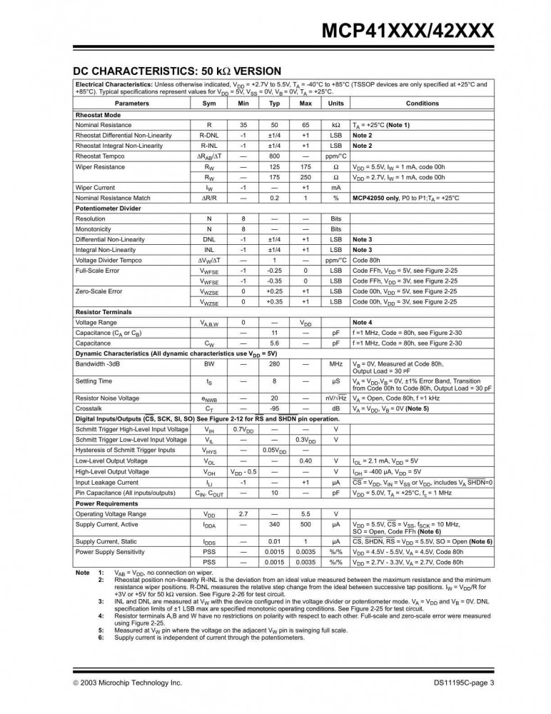 MCP42010T-I/SL datasheet page 3