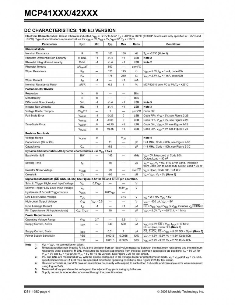 MCP42010T-I/SL datasheet page 4