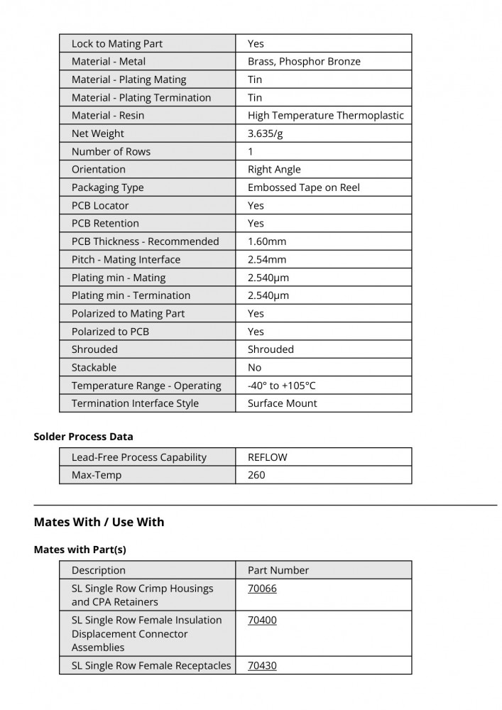 MOLEX SL product specification page 3