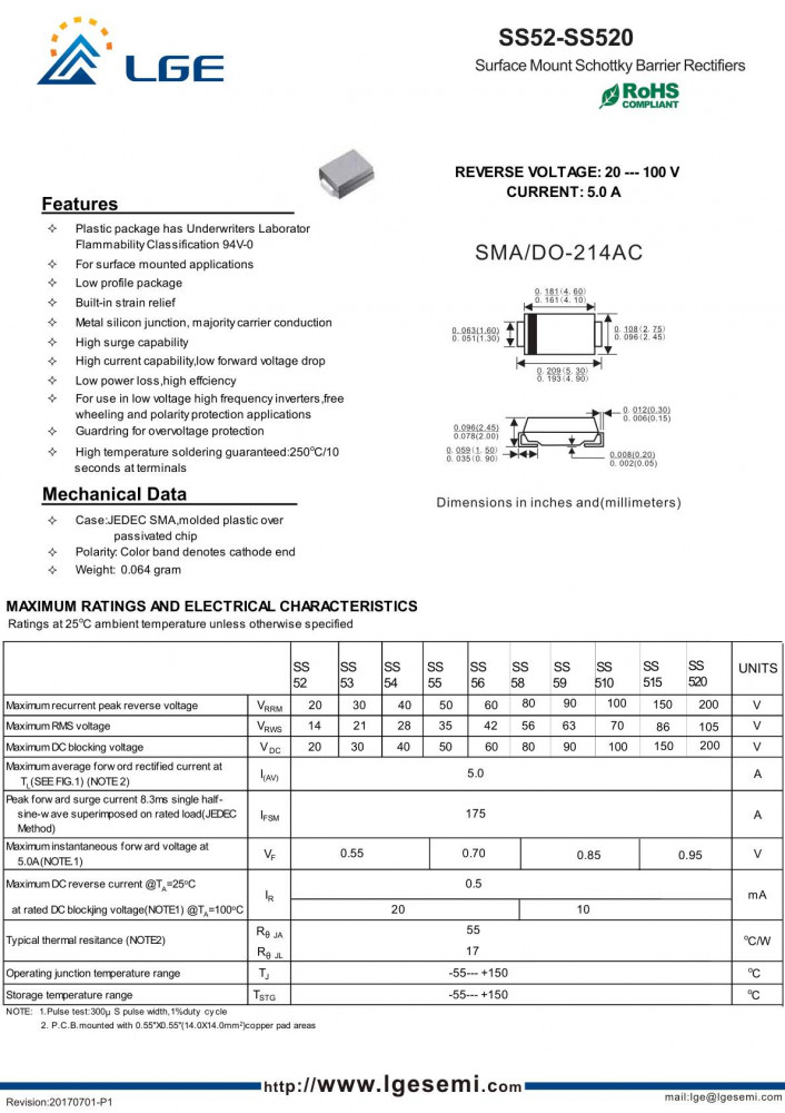 LGE SS510 datasheet page 1