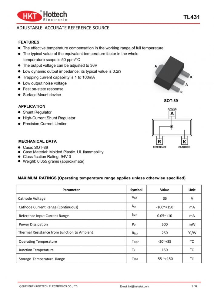 TL431 datasheet page 1