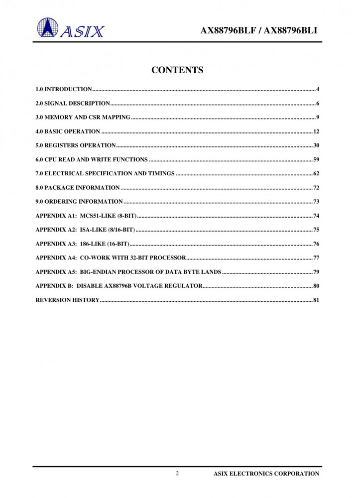 AX88796B datasheet page 2