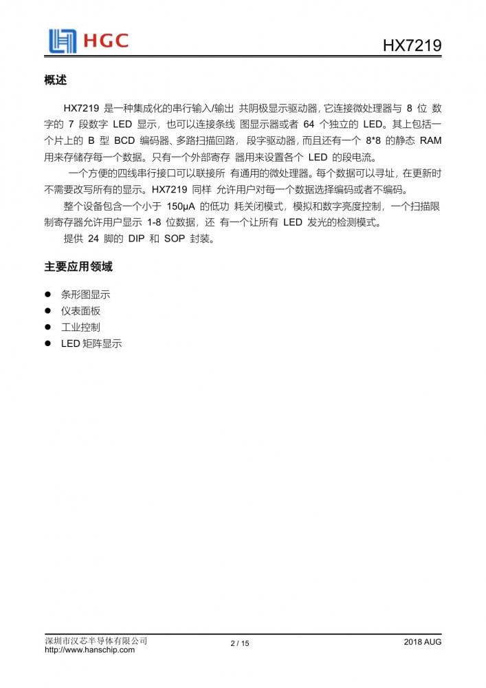 HX7219CDWRG datasheet page 2