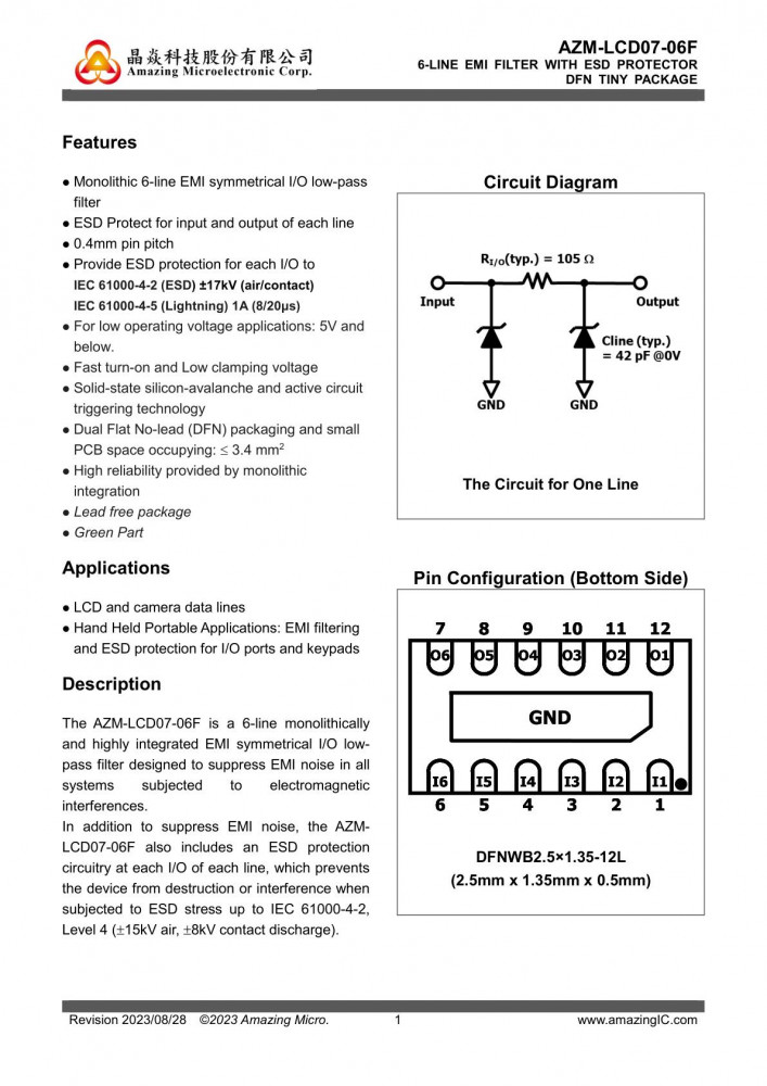 AZM-LCD07-06F datasheet page 1