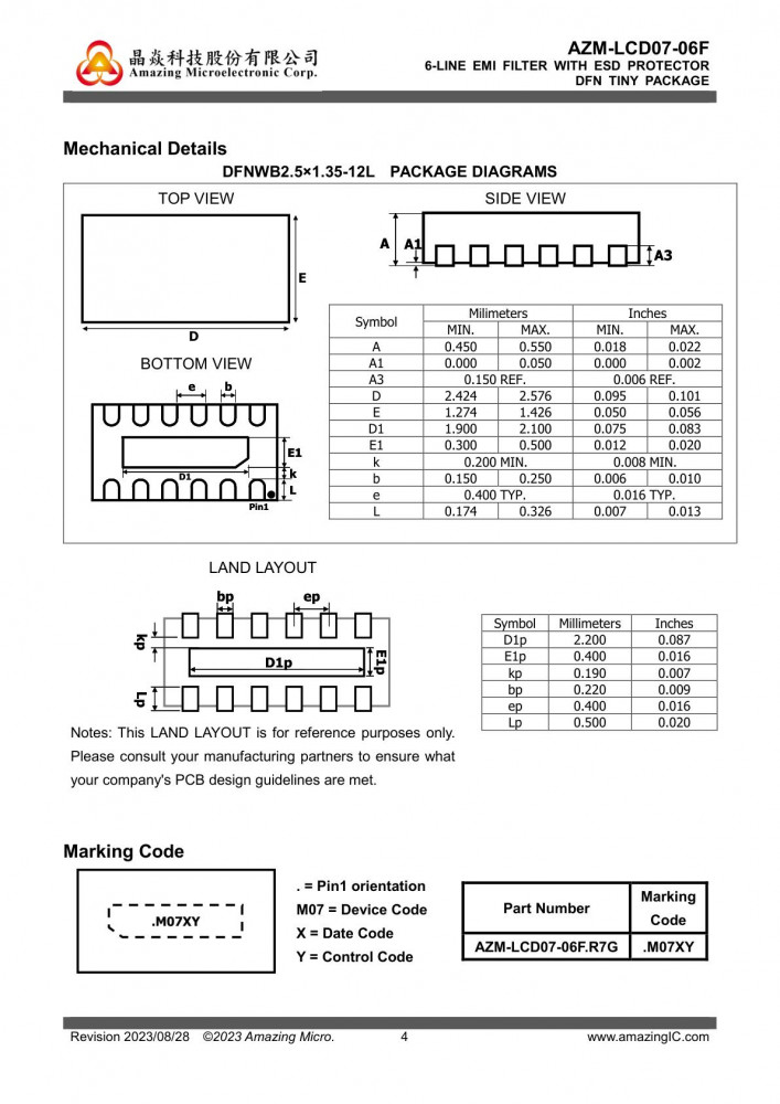 AZM-LCD07-06F datasheet page 4