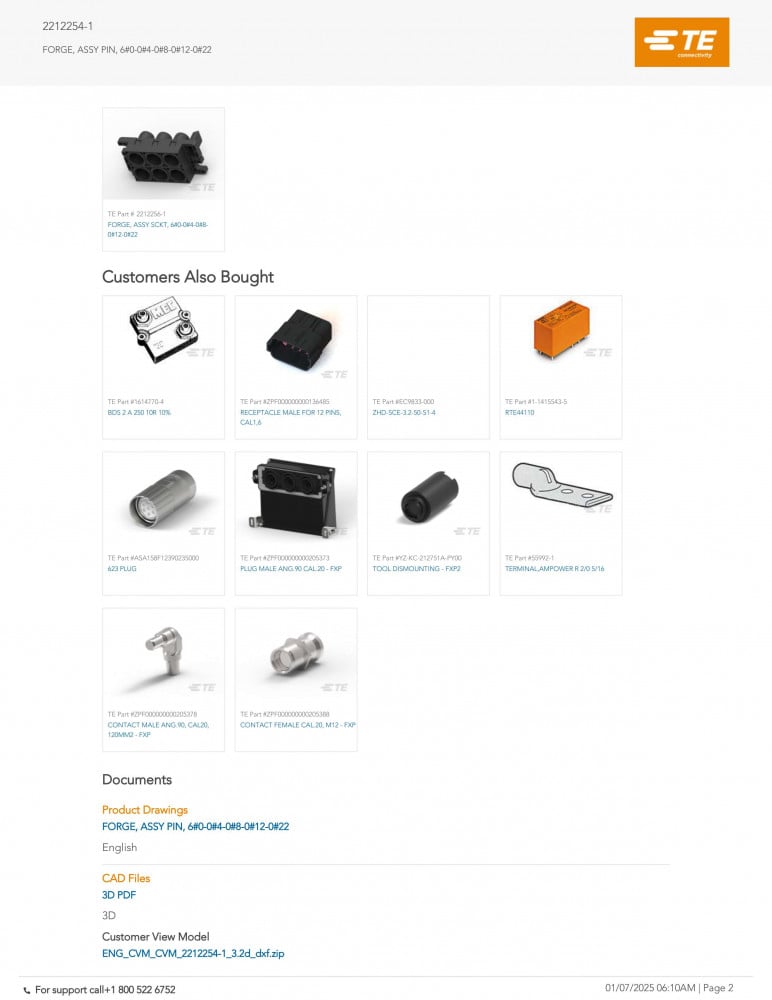 TE Connectivity 2212254-1 technical document page 2