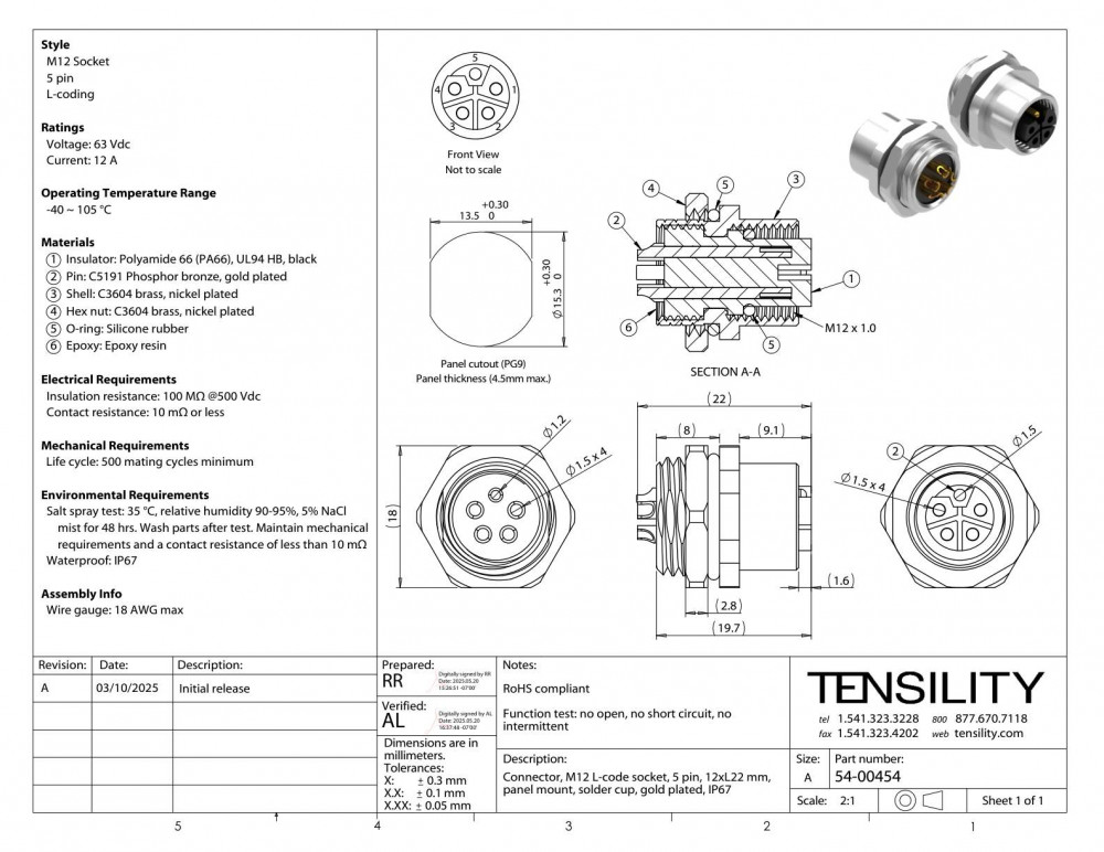 Tensility International 54-00454 product drawing