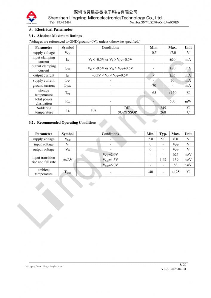 SN74LS240N(LX) datasheet page 8