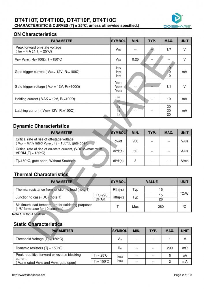 DT4T10T-CH datasheet page 2