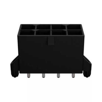 Mega-Fit Vertical Header, 5.70mm Pitch, Through Hole, Dual Row, 8 Circuits, 0.76µm Gold (Au) Plating, 3.73mm Tail Length, Glow-Wire Capable, Tape and Reel, Black for sale