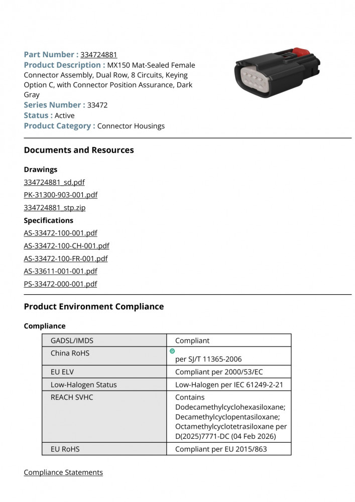 Technical document image 1 for MOLEX 334724881