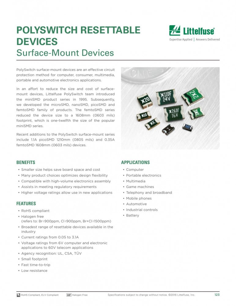 Littelfuse PolySwitch document page 1