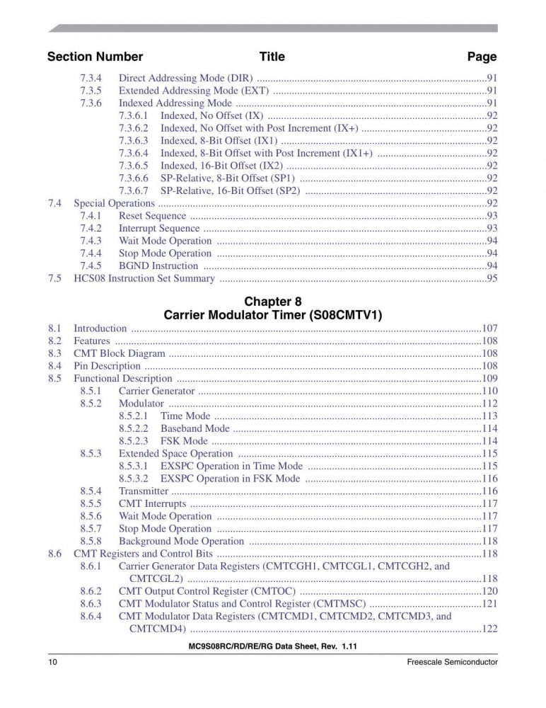 MC9S08RD8CDWE datasheet page 10