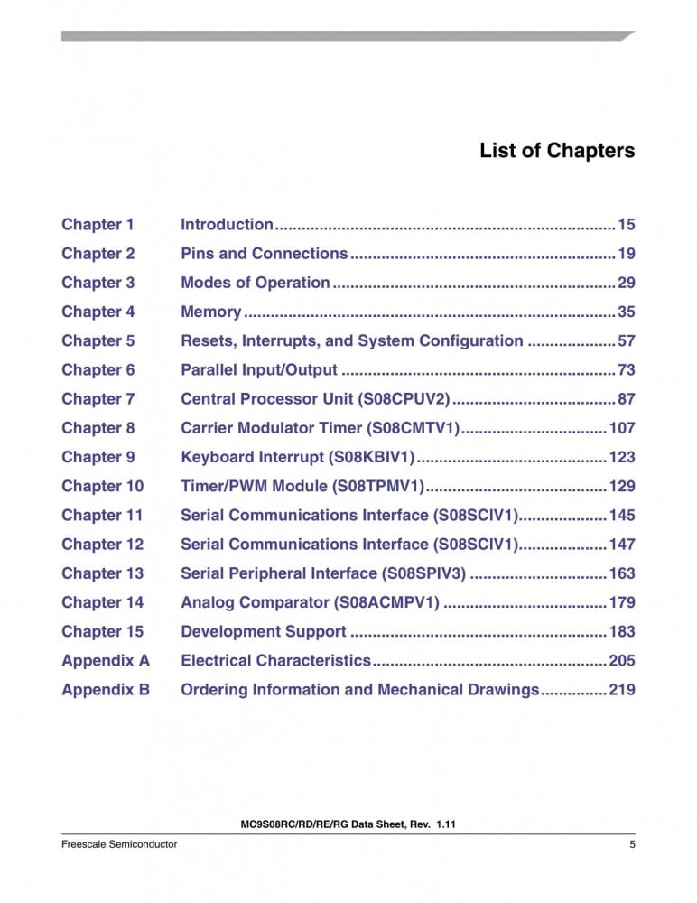 MC9S08RD8CDWE datasheet page 5