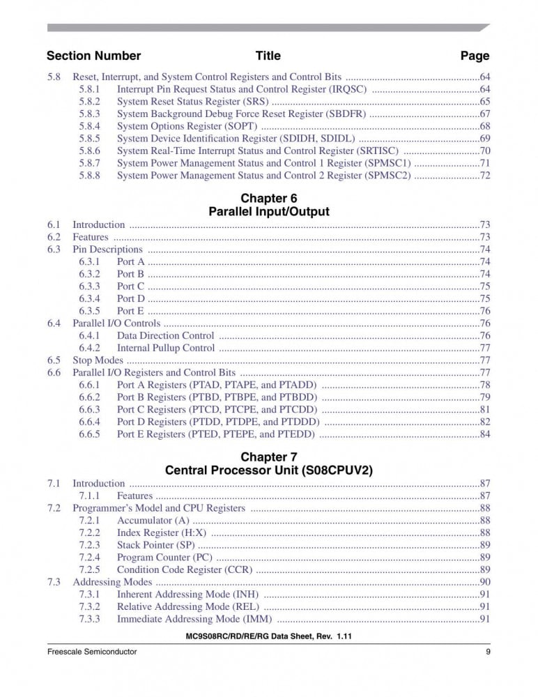 MC9S08RD8CDWE datasheet page 9