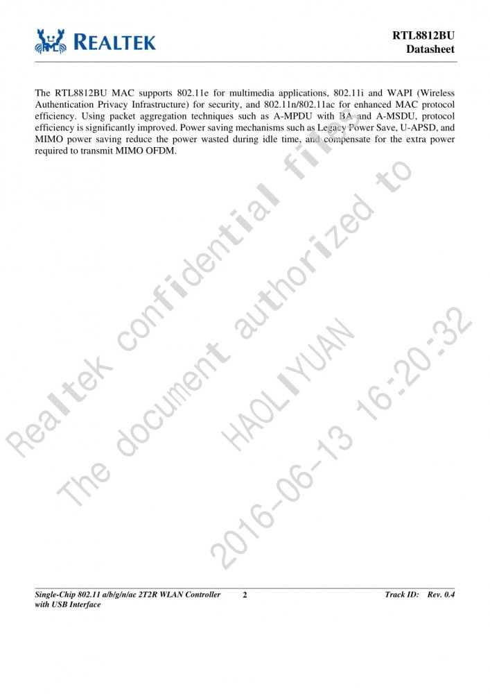 RTL8812BU datasheet page 6