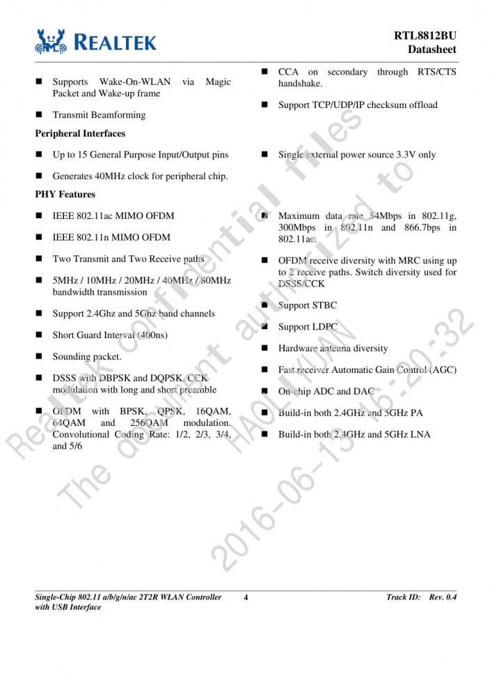 RTL8812BU datasheet page 8